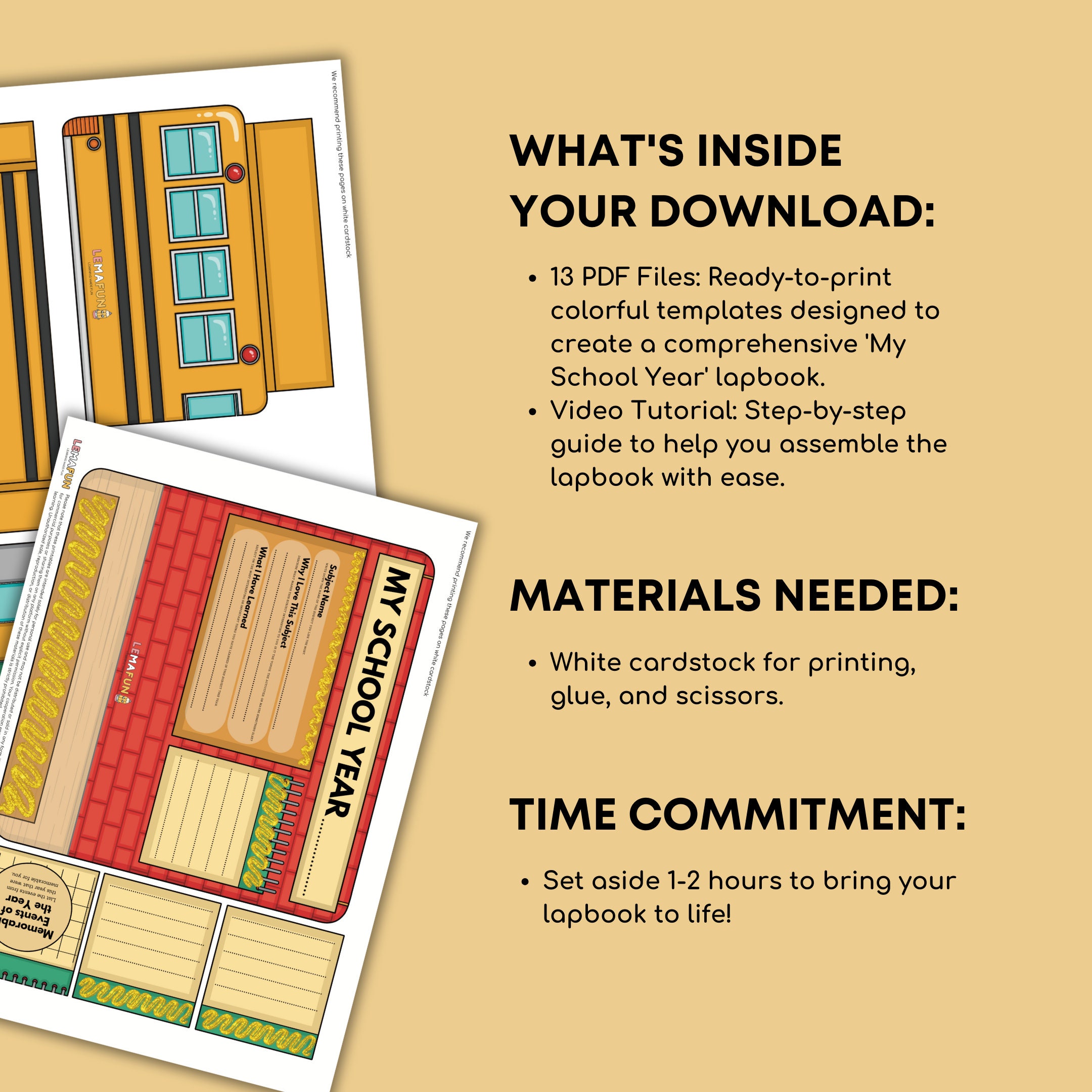 DIY Project My School Year Lapbook Printable Kids Activities Homeschool ...