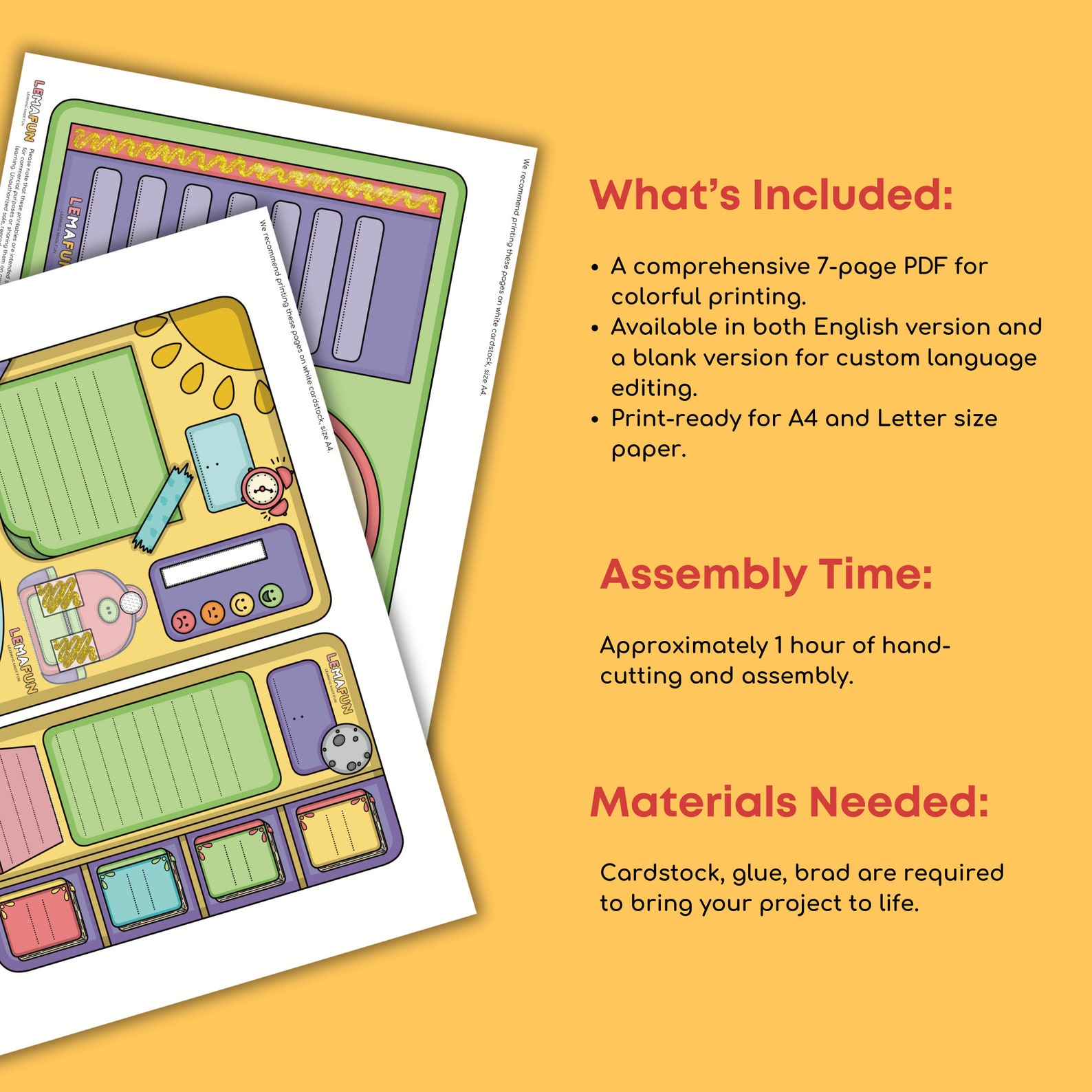 Printable Lapbook My Day for Kids 6-8 Y.o. Homeschool Educational ...