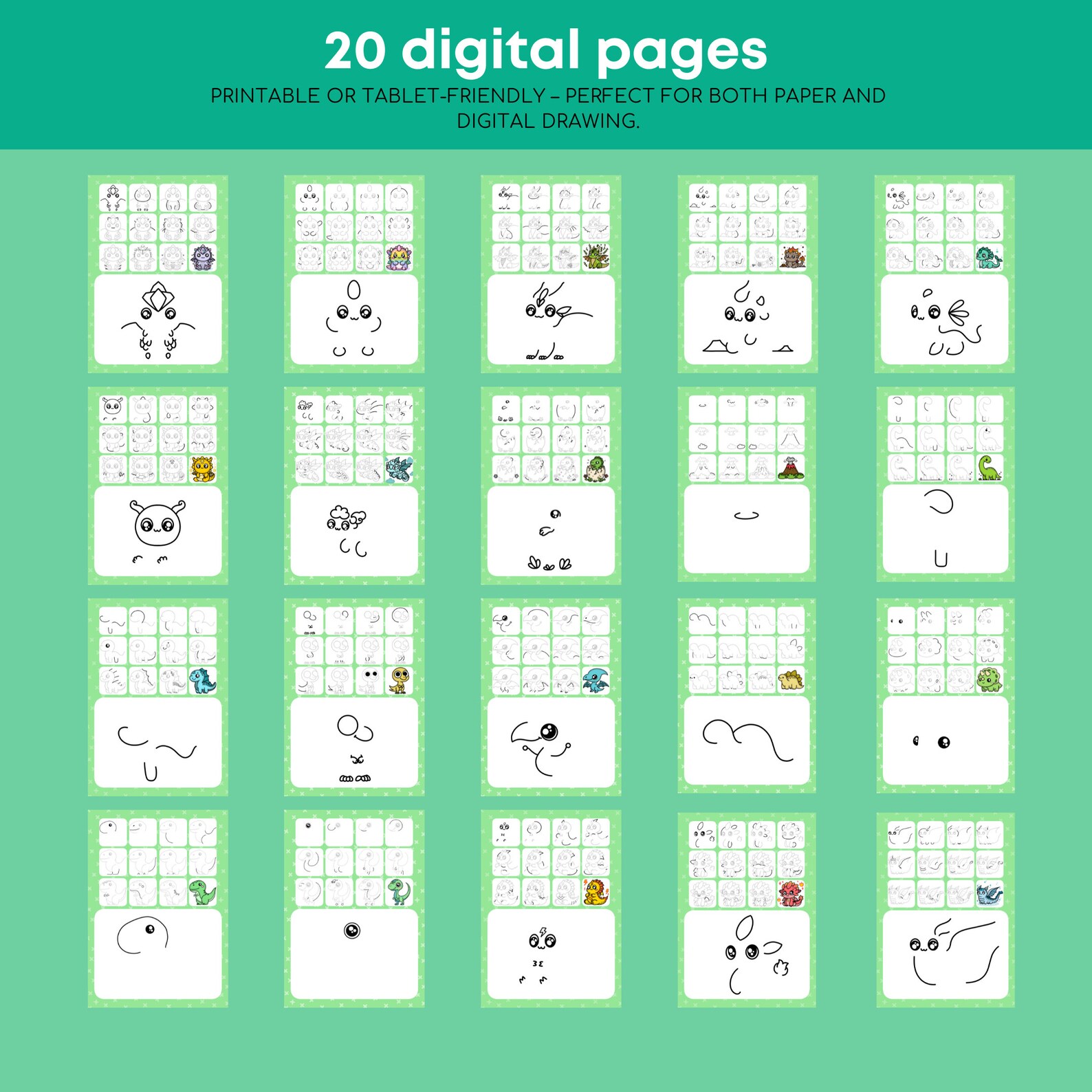 Printable Activities Step-by-step Drawing for Kids “dinosaurs” 20 PDF ...
