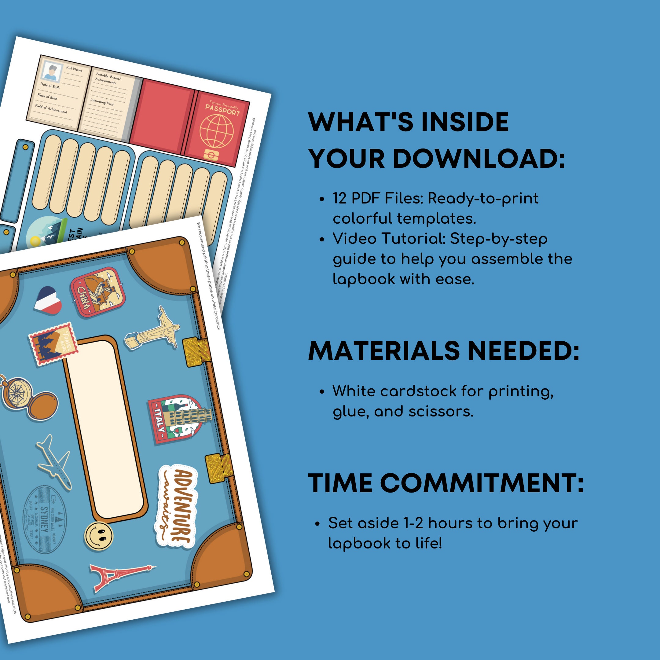 Country Lapbook Printable | Geography Project for Kids 9-12 | Editable ...
