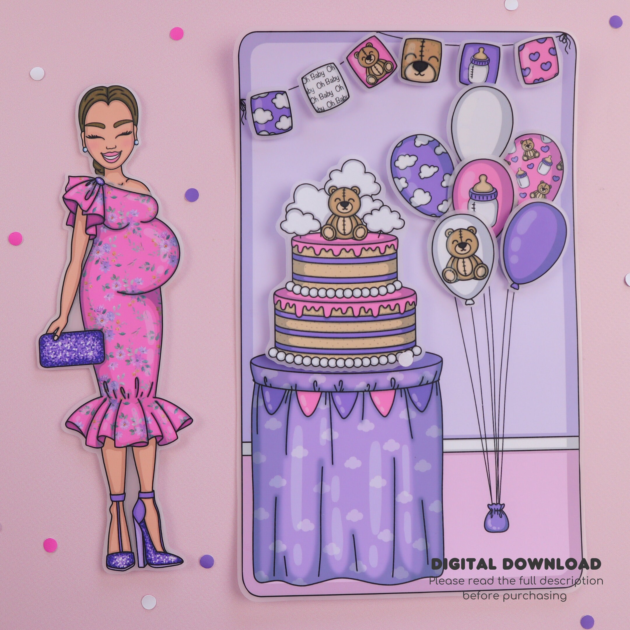 Paper Doll Baby Shower Decorations 8PCS Strawberry Baby Shower
