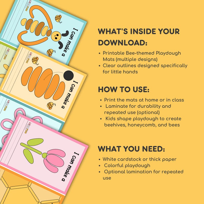 Bee Playdough Mats | Printable Bee Activities for Preschool ...