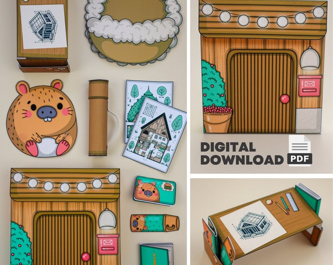 Printable Capybara House Craft Kit - DIY Paper Toy Template for Kids ...