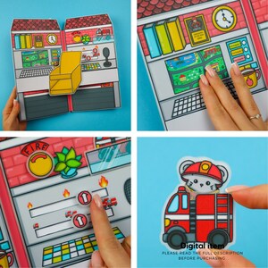 Printable DIY Project Fire Station With Fire Fighters Paper Dolls Busy ...