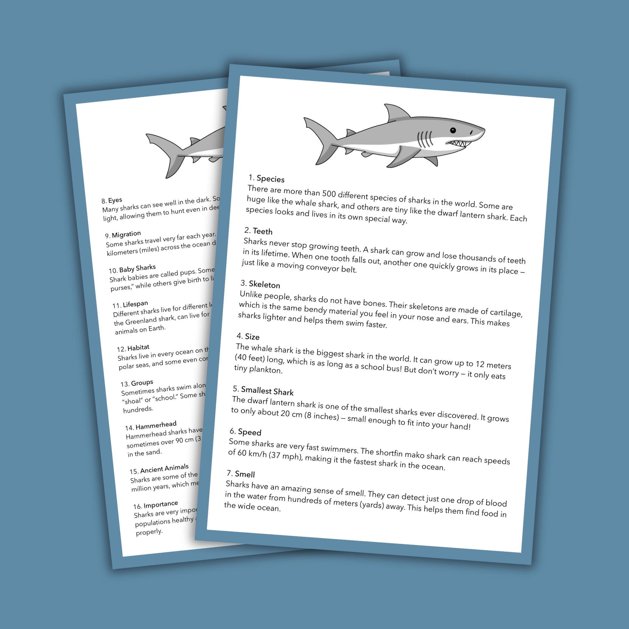 Sharks Facts Activities for Kids | Printable | Preschool | Homeschool ...