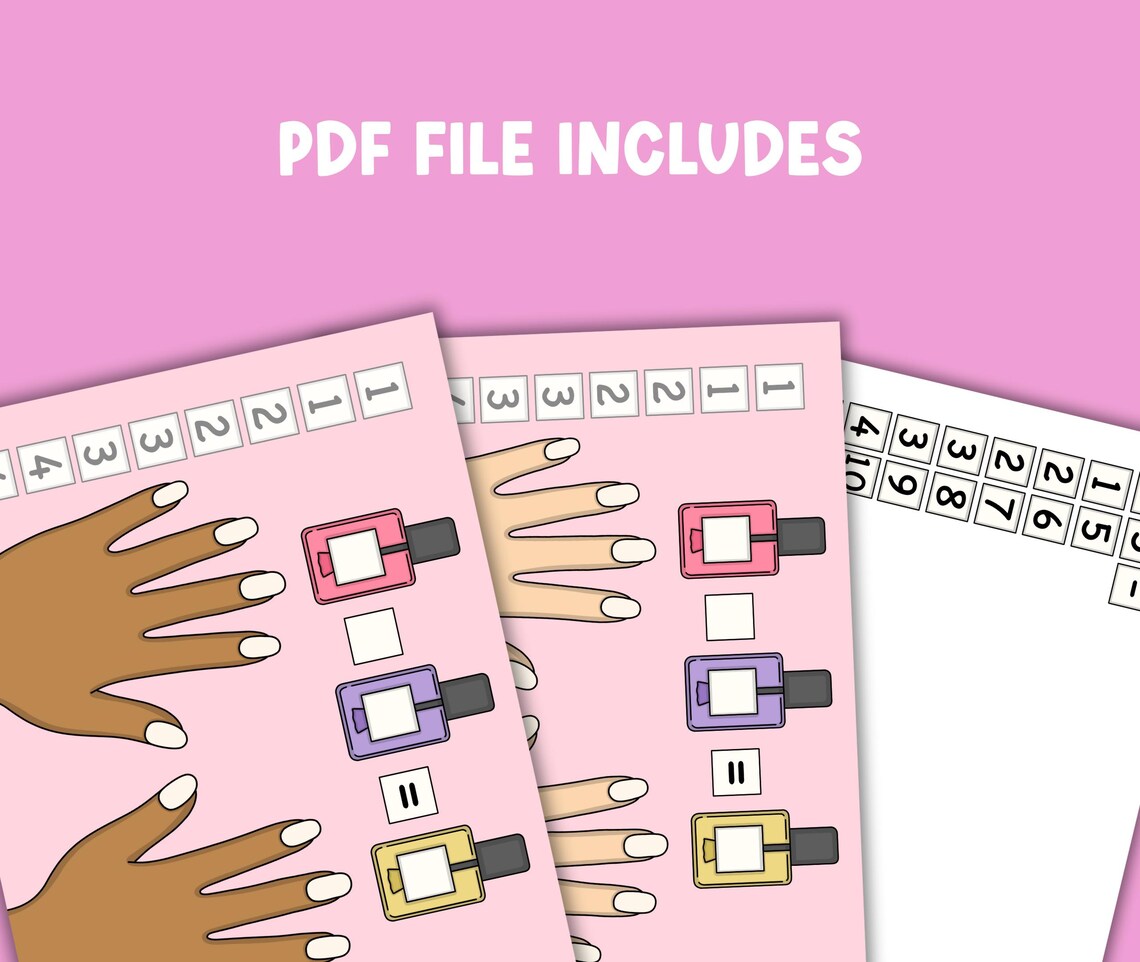 Nail Salon Math Game | Printable Counting Activities for Kids ...
