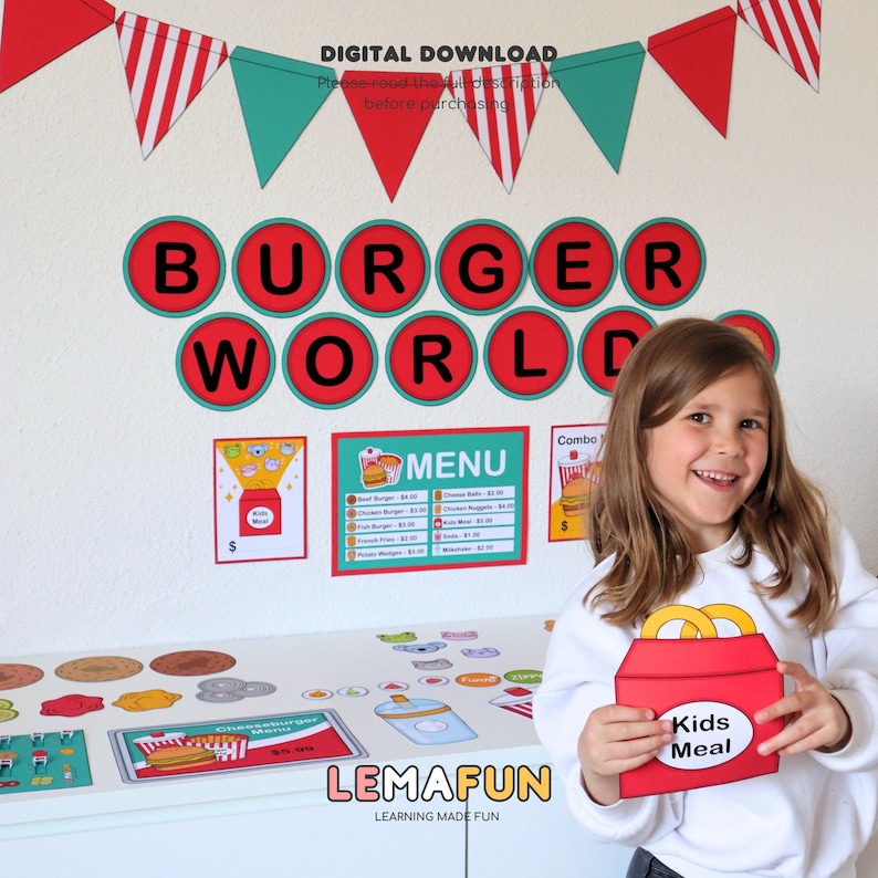Fast Food Pretend Play Kit - Printable DIY Children's Activity, Fun ...
