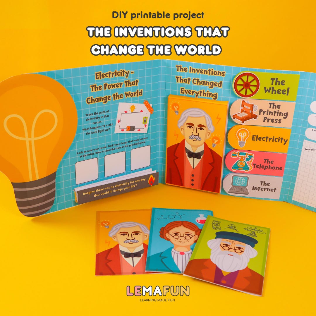 Printable "world-changing Inventions" Lapbook Template, DIY Children's ...