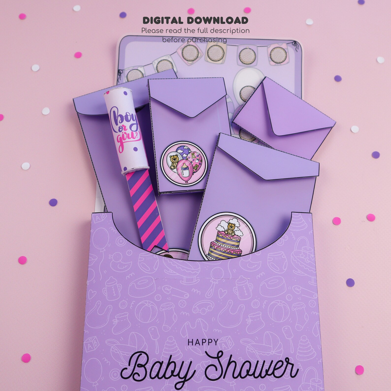 Printable Paper Dolls Baby Shower Celebration Kit, DIY, Instant ...