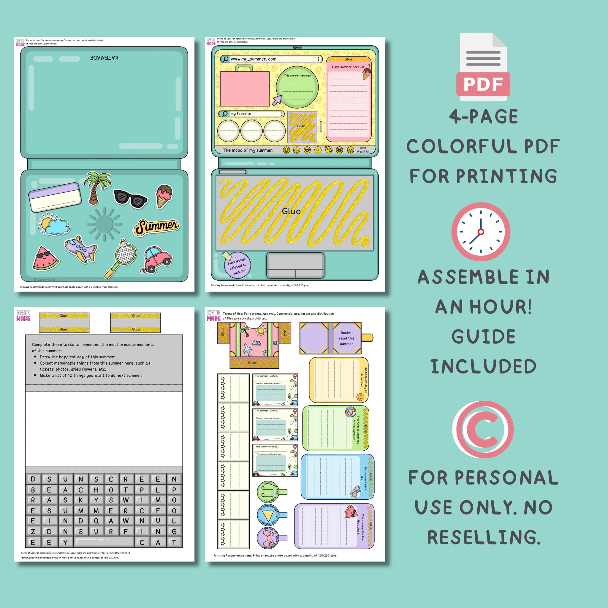 Printable Lapbook My Summer DIY - Etsy