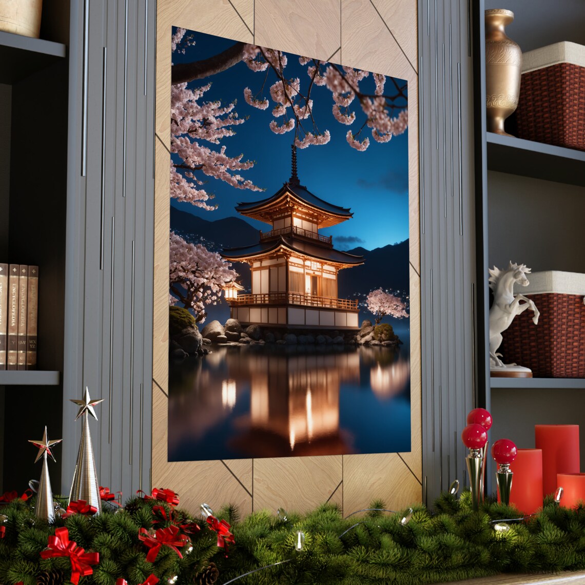 Japanese Temple Poster Art Japanese Poster Decoration Japanese ...