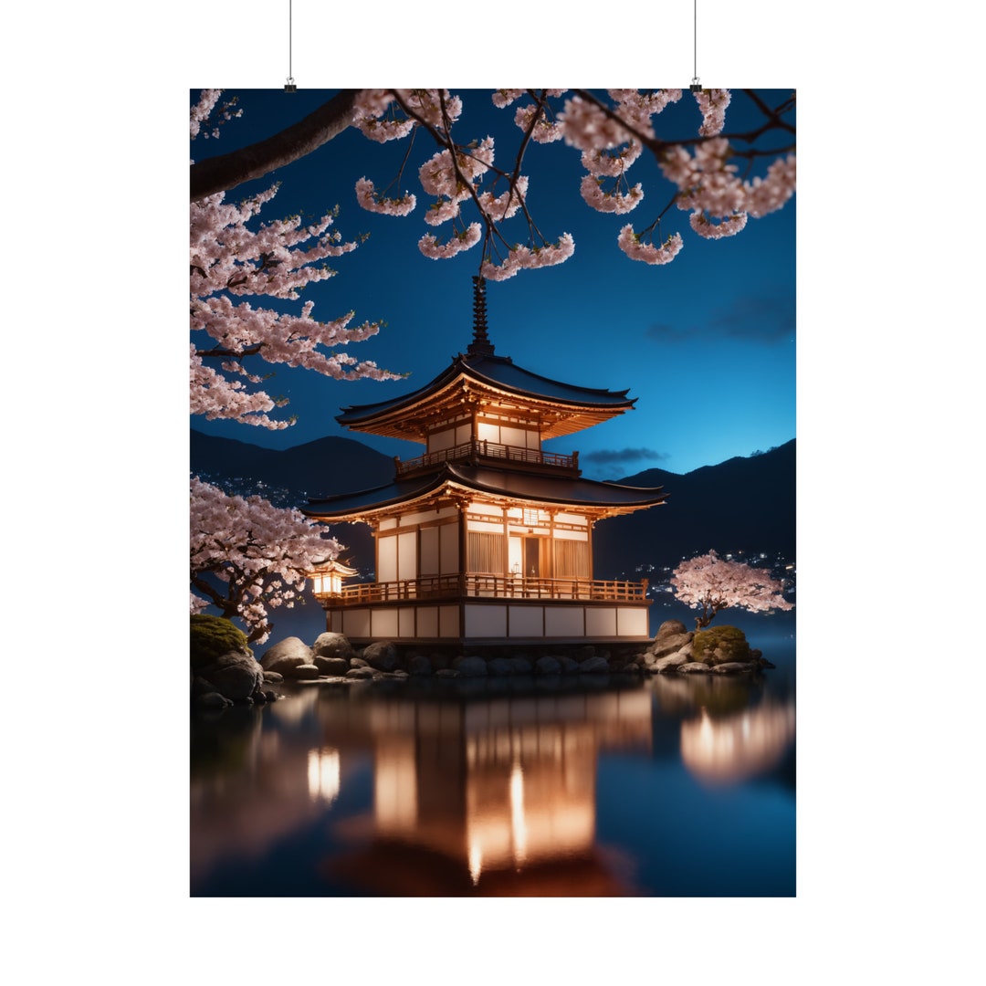 Japanese Temple Poster Art Japanese Poster Decoration Japanese ...