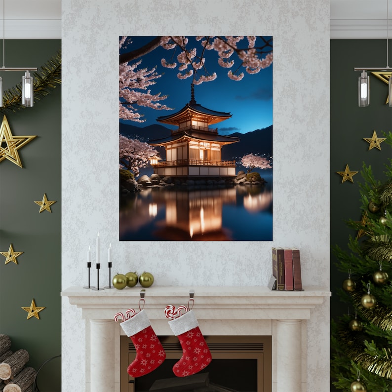 Japanese Temple Poster Art Japanese Poster Decoration Japanese ...