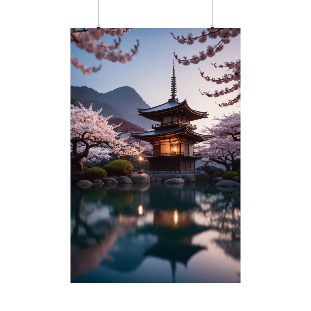 Japanese Temple Poster Art Japanese Poster Decoration Japanese ...