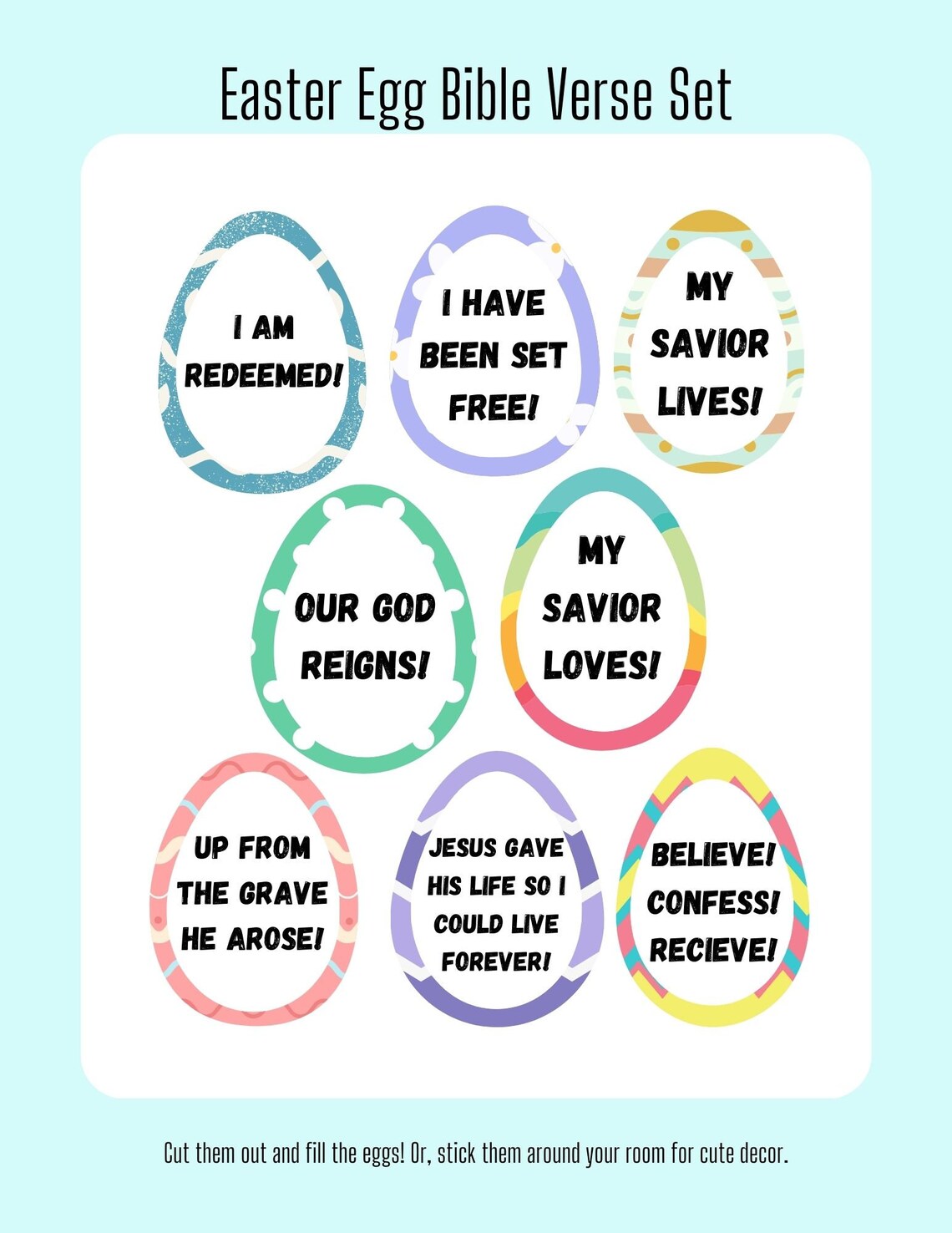 Easter Egg Bible Verse Print and Cut Egg Filler - Etsy
