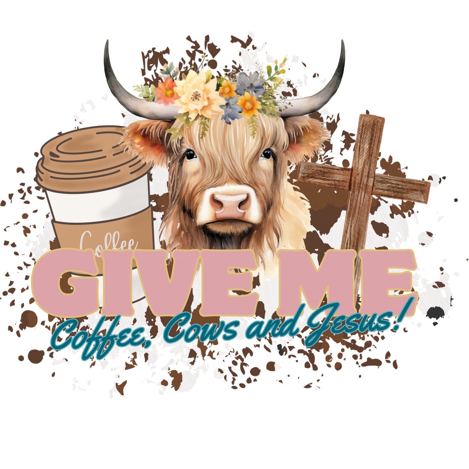 Coffee, Cows and Jesus PNG - Etsy