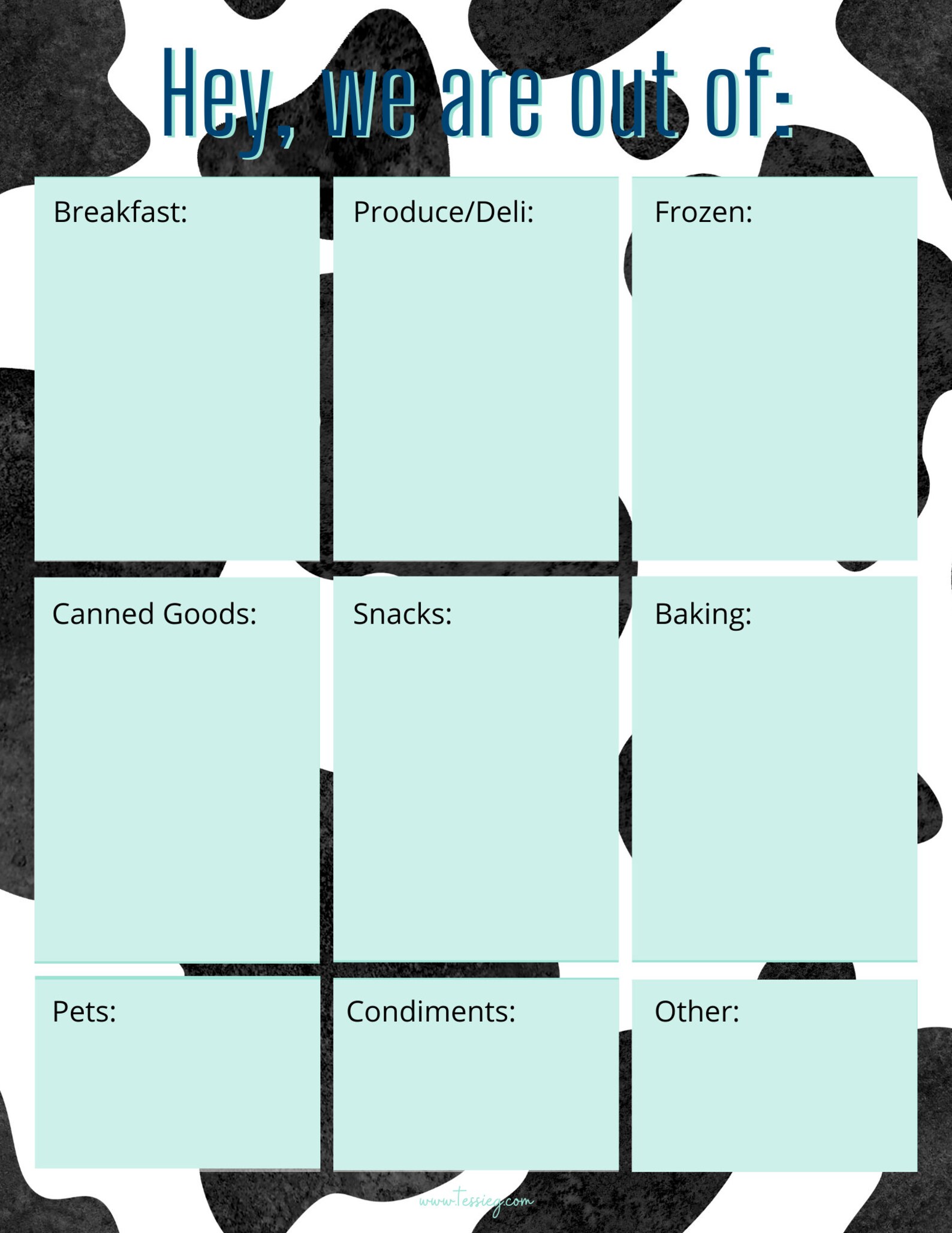 Cow Print Planner Digital Download - Etsy