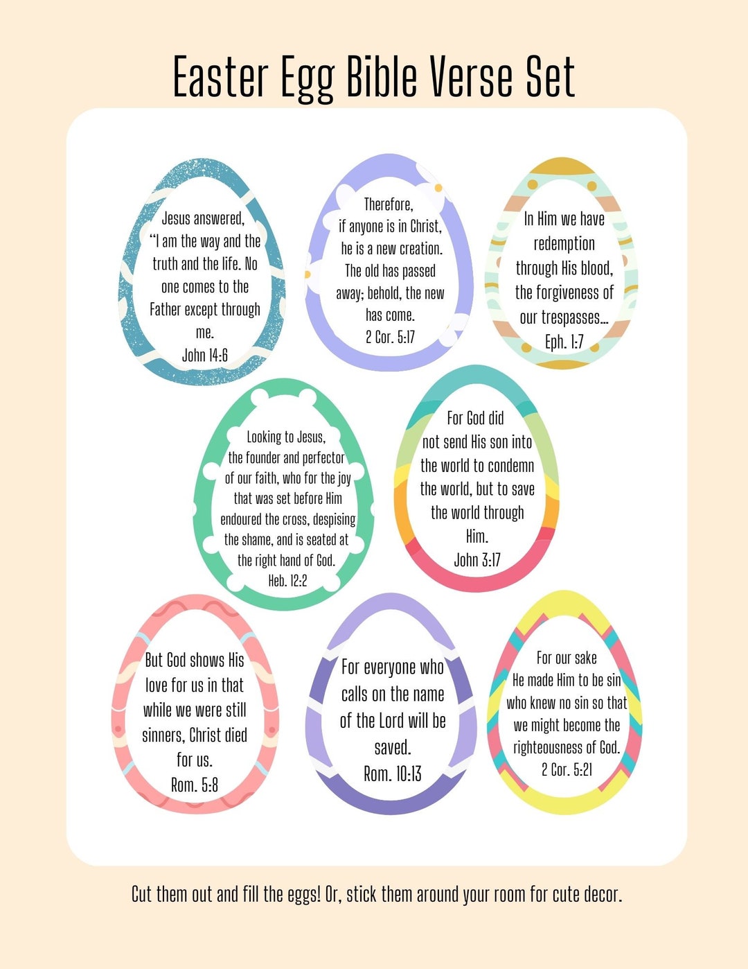 Easter Egg Bible Verse Print and Cut Egg Filler - Etsy