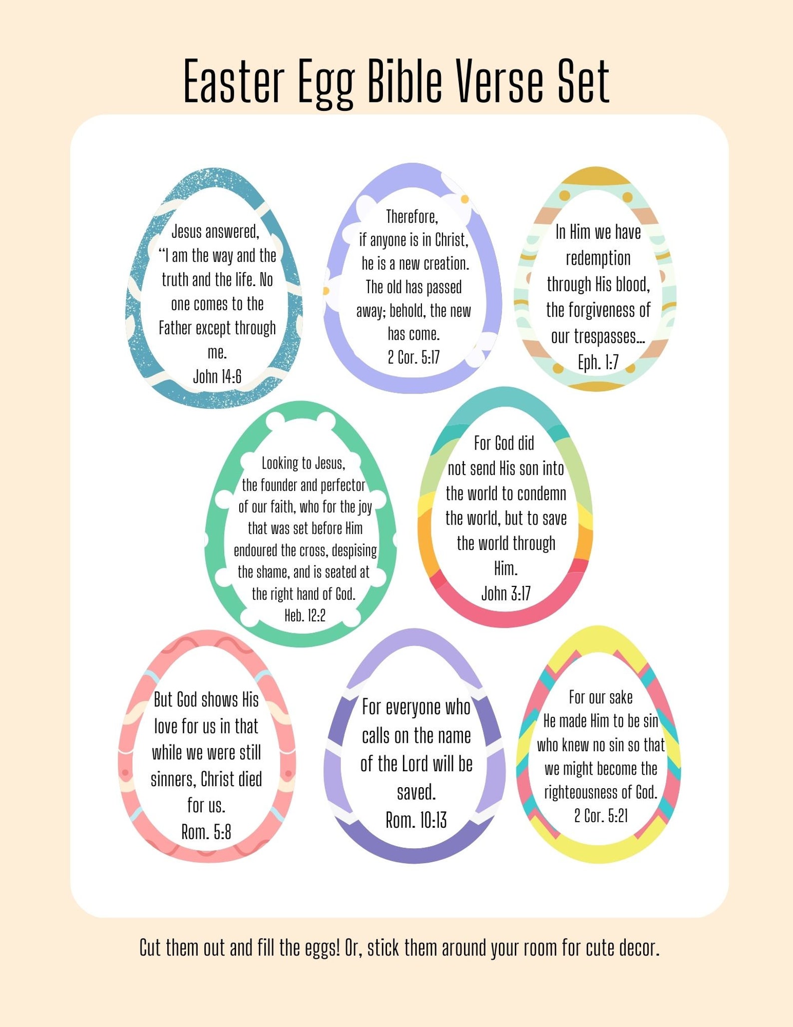 Easter Egg Bible Verse Print and Cut Egg Filler - Etsy