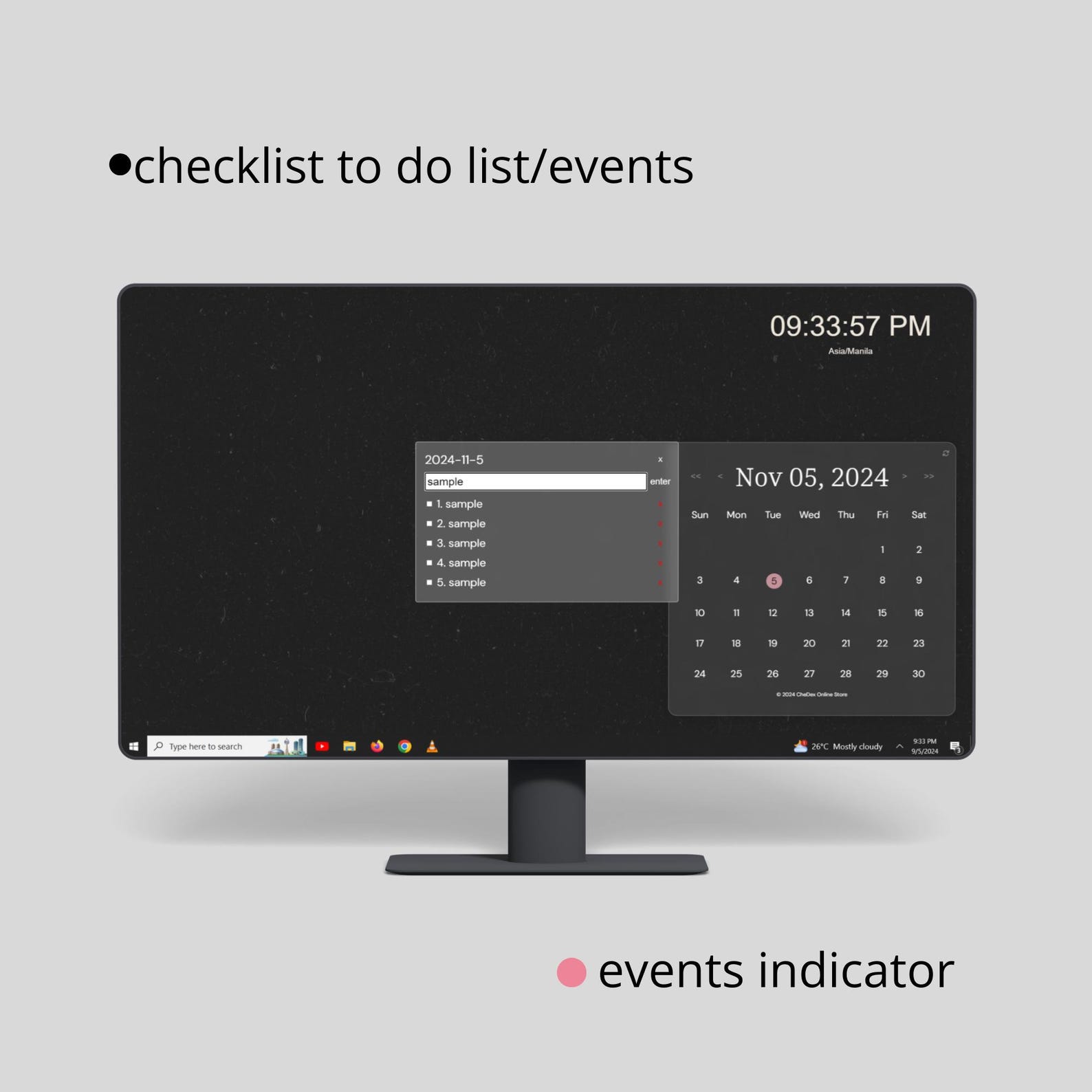 Desktop Wallpaper Calendar With Events, Digital Clock and Automatic ...
