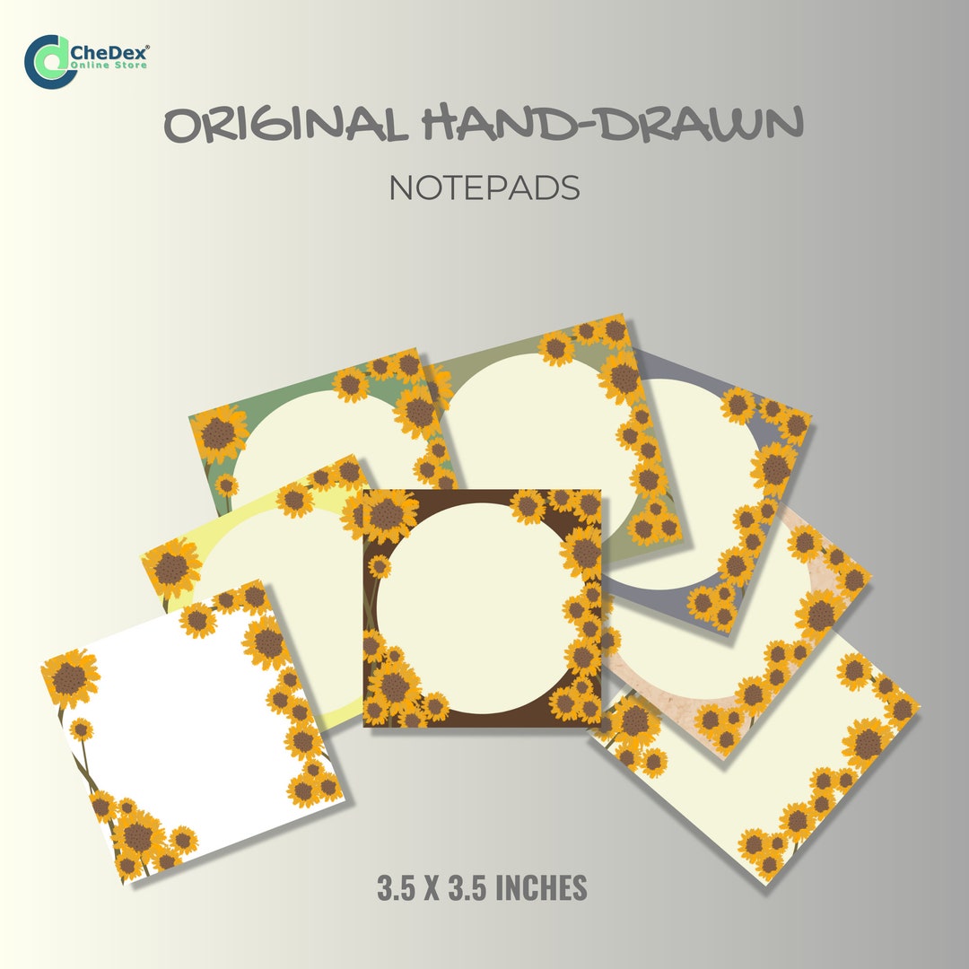 Commercial and Personal Use Notepad Sunflower for Personalization ...