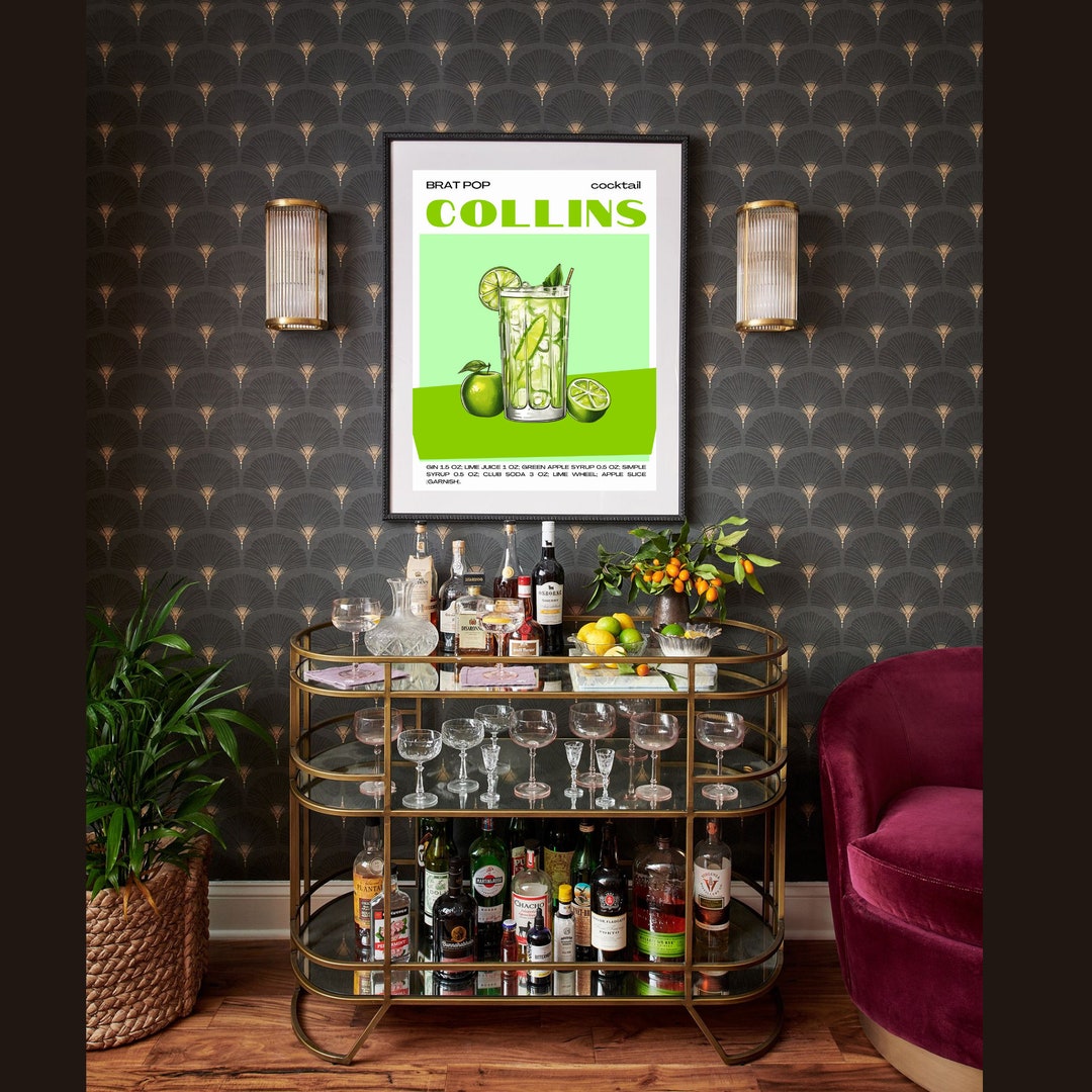 Brat Pop Collins Print Charli Xcx-inspired Chartreuse Cocktail Art, Fun ...