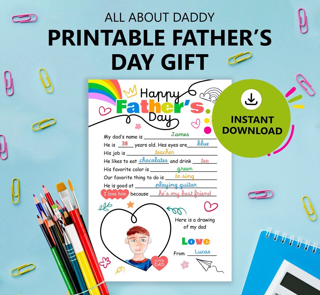 All About My Dad Questions Print, Instant Download, Daddy Father ...