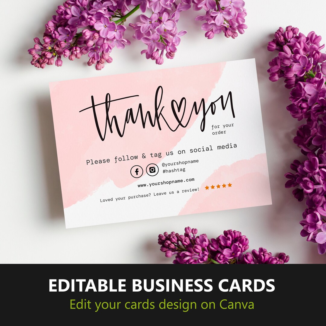Thank You Card Template, Canva Editable Card, Thank You for Order ...