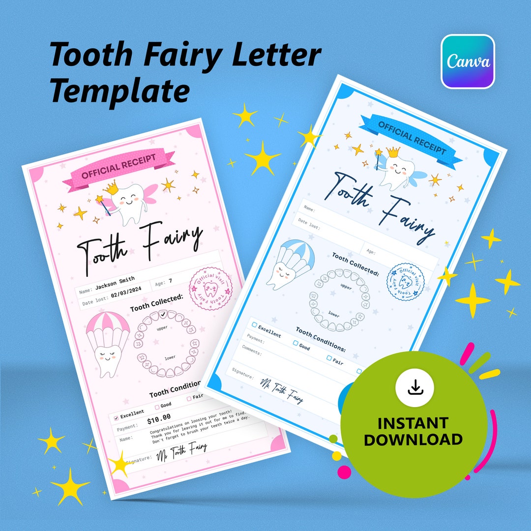 Tooth Fairy Receipt, First Tooth Lost, Tooth Fairy Letter, Editable ...