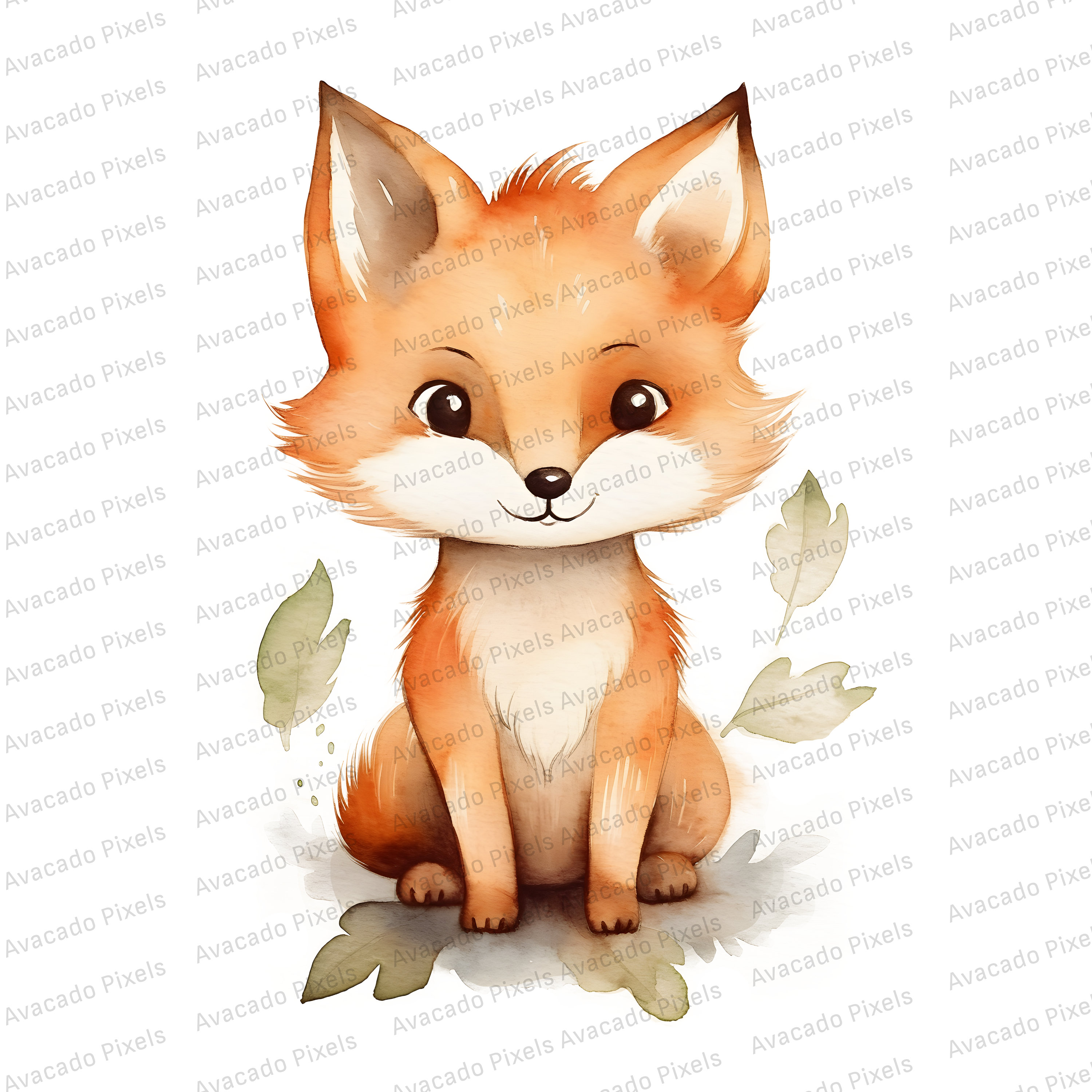 Cute Fox Clipart, Fox Illustration, Printable Watercolor Clipart, High ...