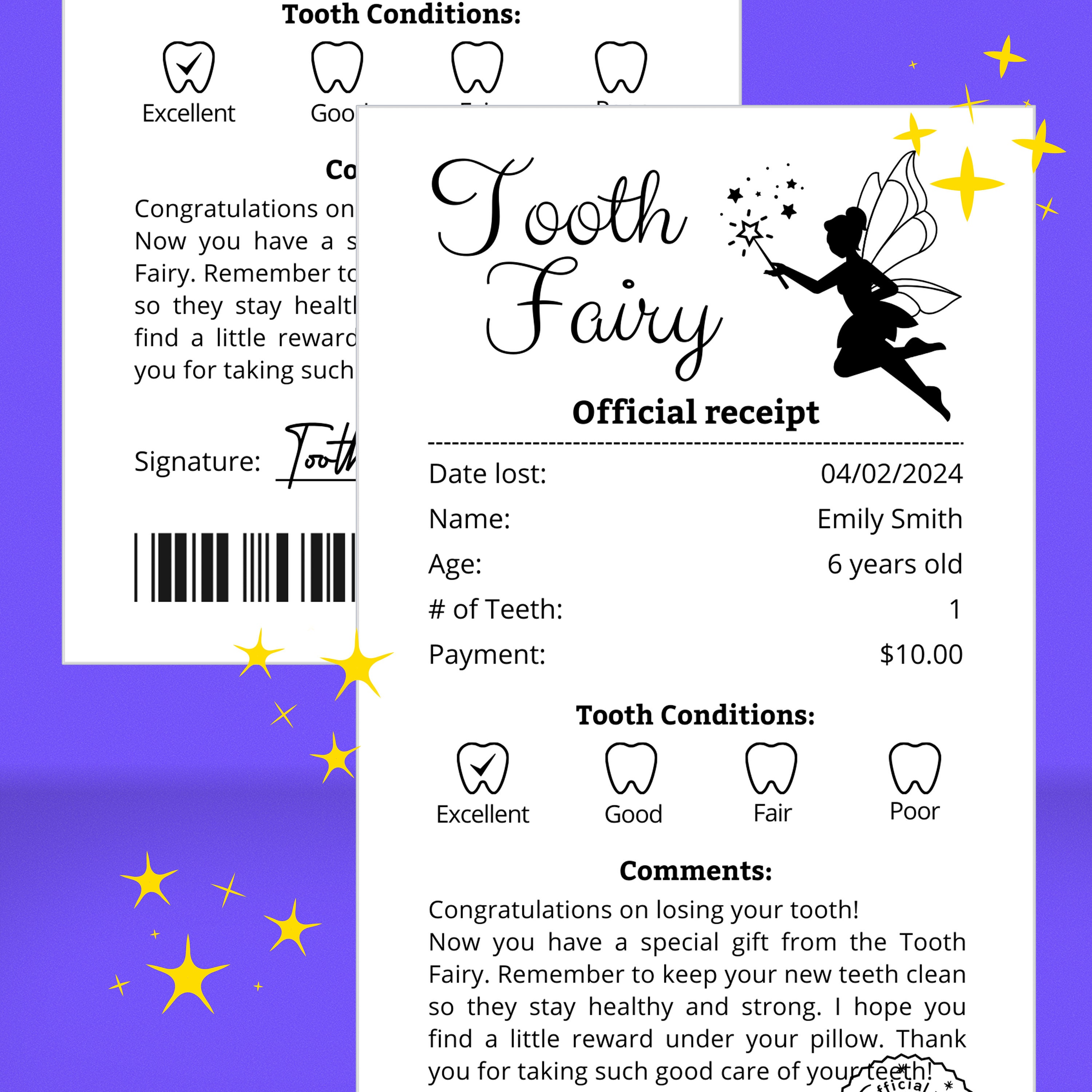 Tooth Fairy Letter, First Tooth Lost, Tooth Fairy Receipt, Editable ...