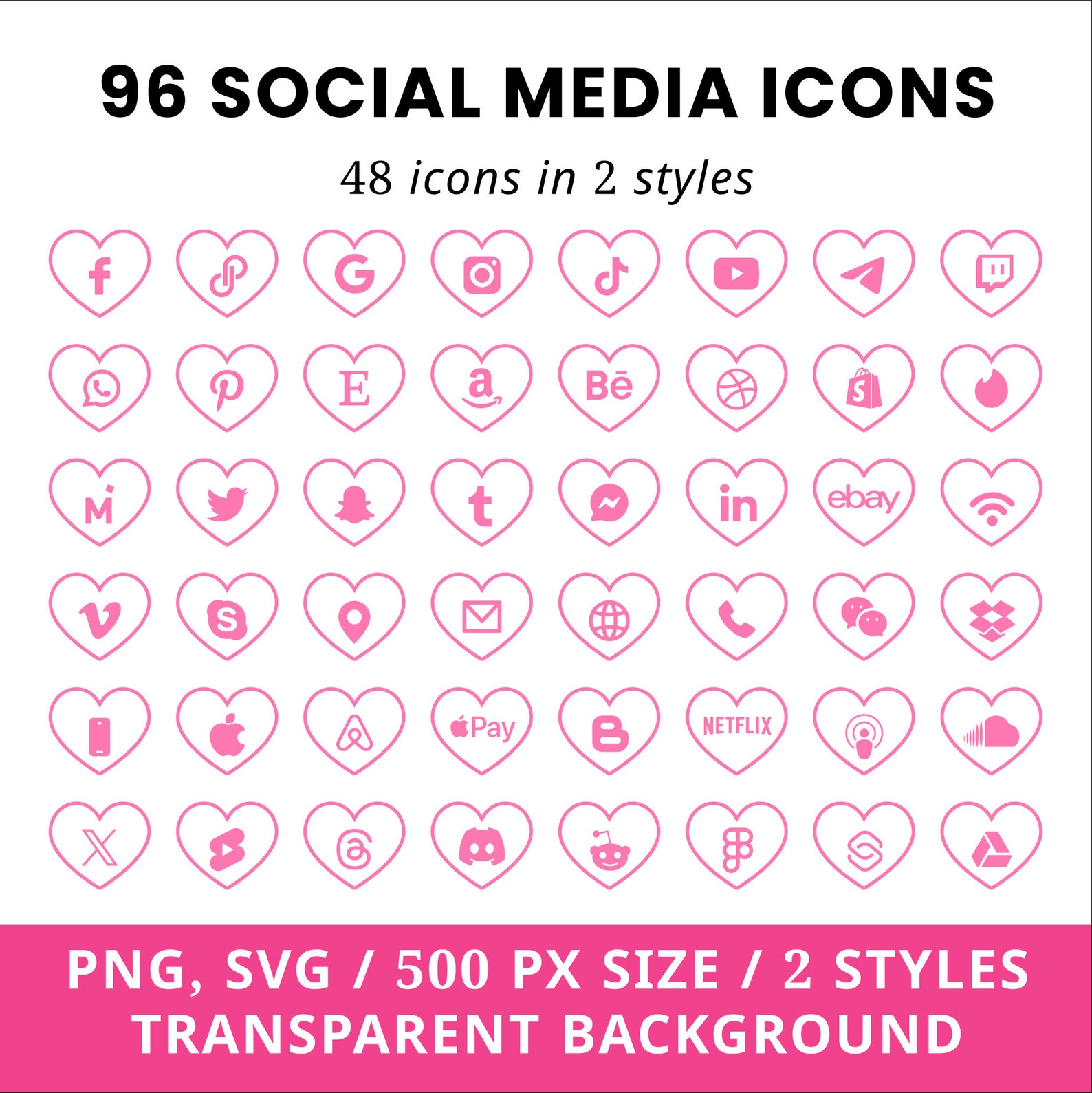 Pink Social Media Icons, Icon Packs SVG PNG, Threads, Email Signature ...