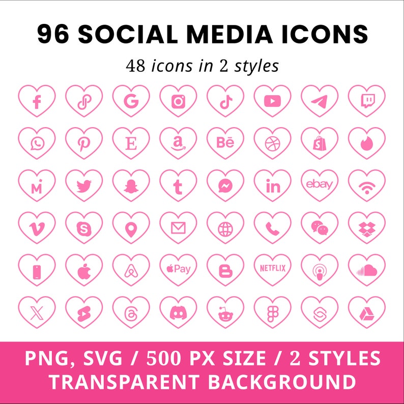 Pink Social Media Icons, Icon Packs SVG PNG, Threads, Email Signature ...