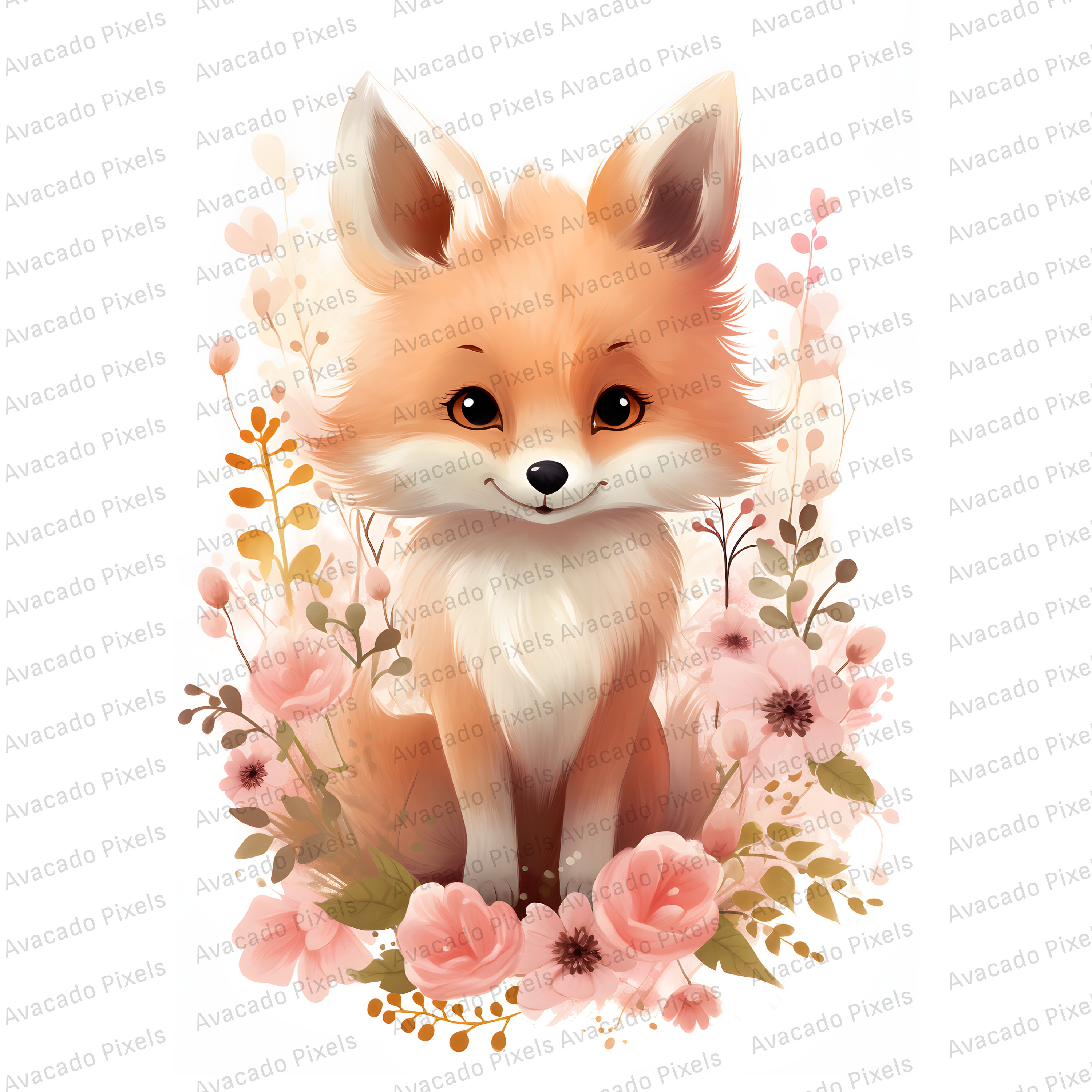 Cute Fox Clipart, Fox Illustration, Printable Watercolor Clipart, High ...