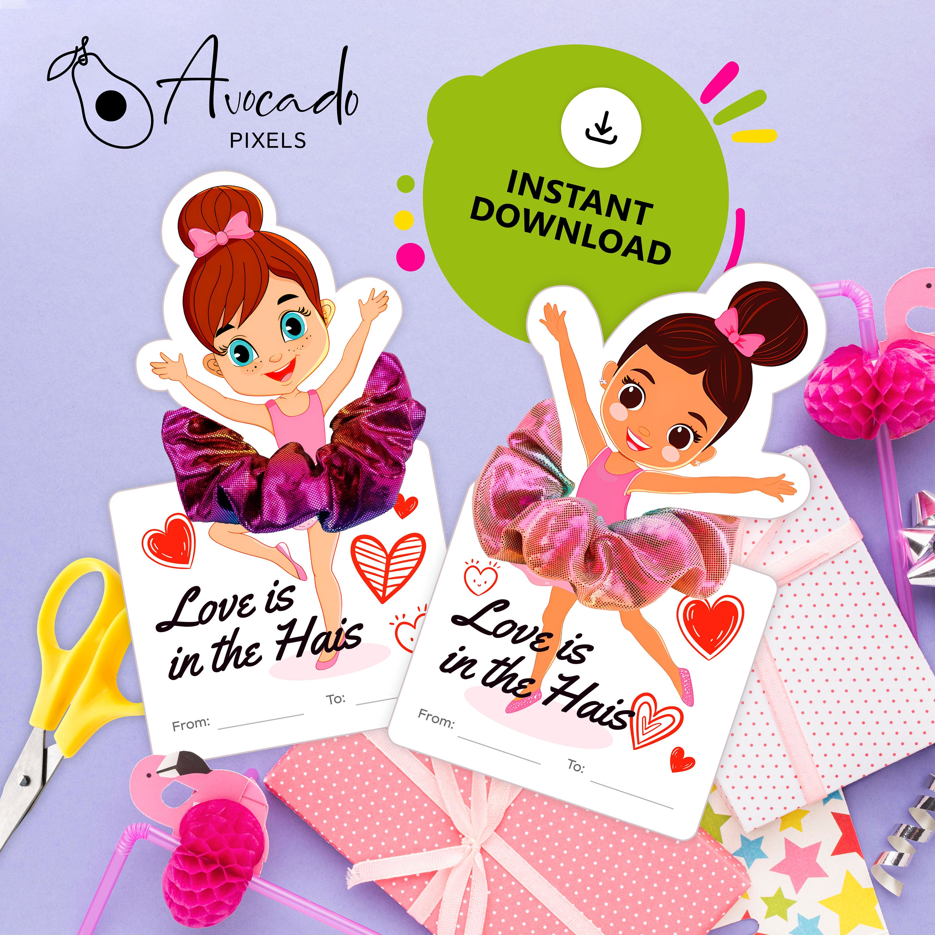 Printable Ballet Scrunchie Cards, Hair Scrunchie Tag, Scrunchie Holder ...