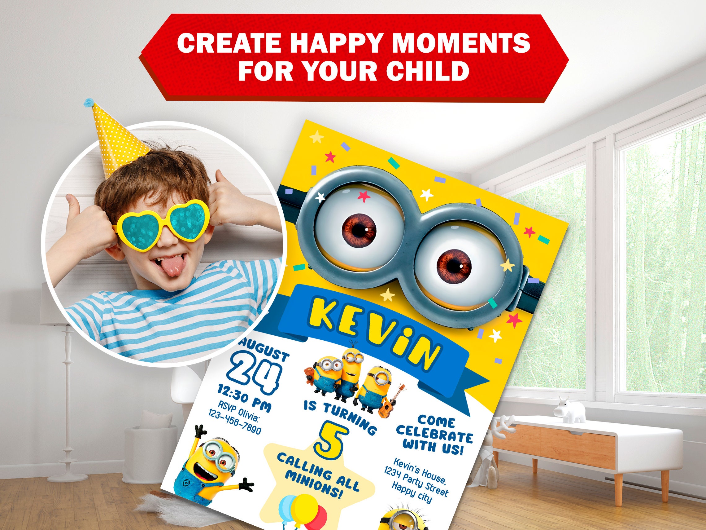 Minions Birthday Invitation, Editable Digital Yellow Birthday Party ...