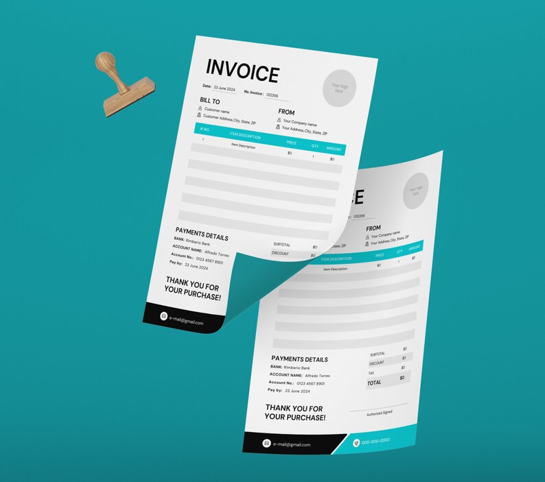 Invoice Template Editable Canva, Small Business Custom Order Form ...