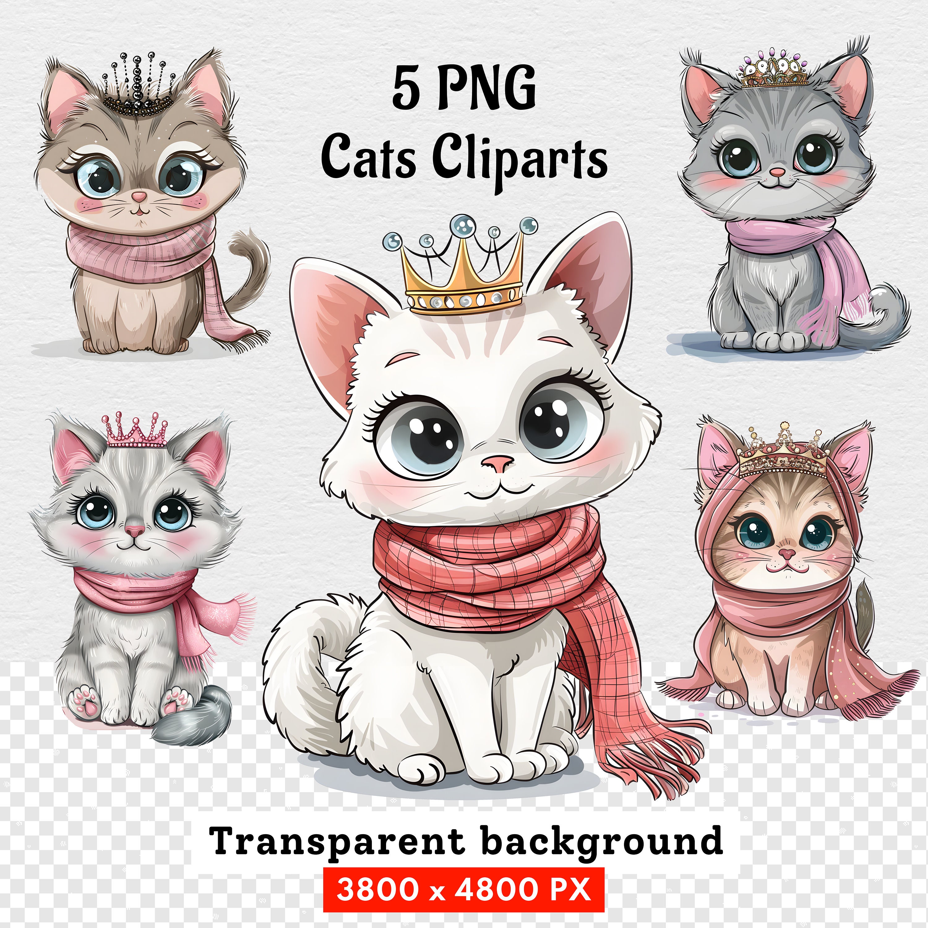 Princess Kittens Watercolor Clipart Png, Kitten Png,cute Kitten Png ...