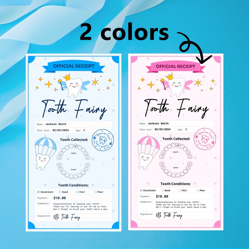 Tooth Fairy Receipt, First Tooth Lost, Tooth Fairy Letter, Editable ...