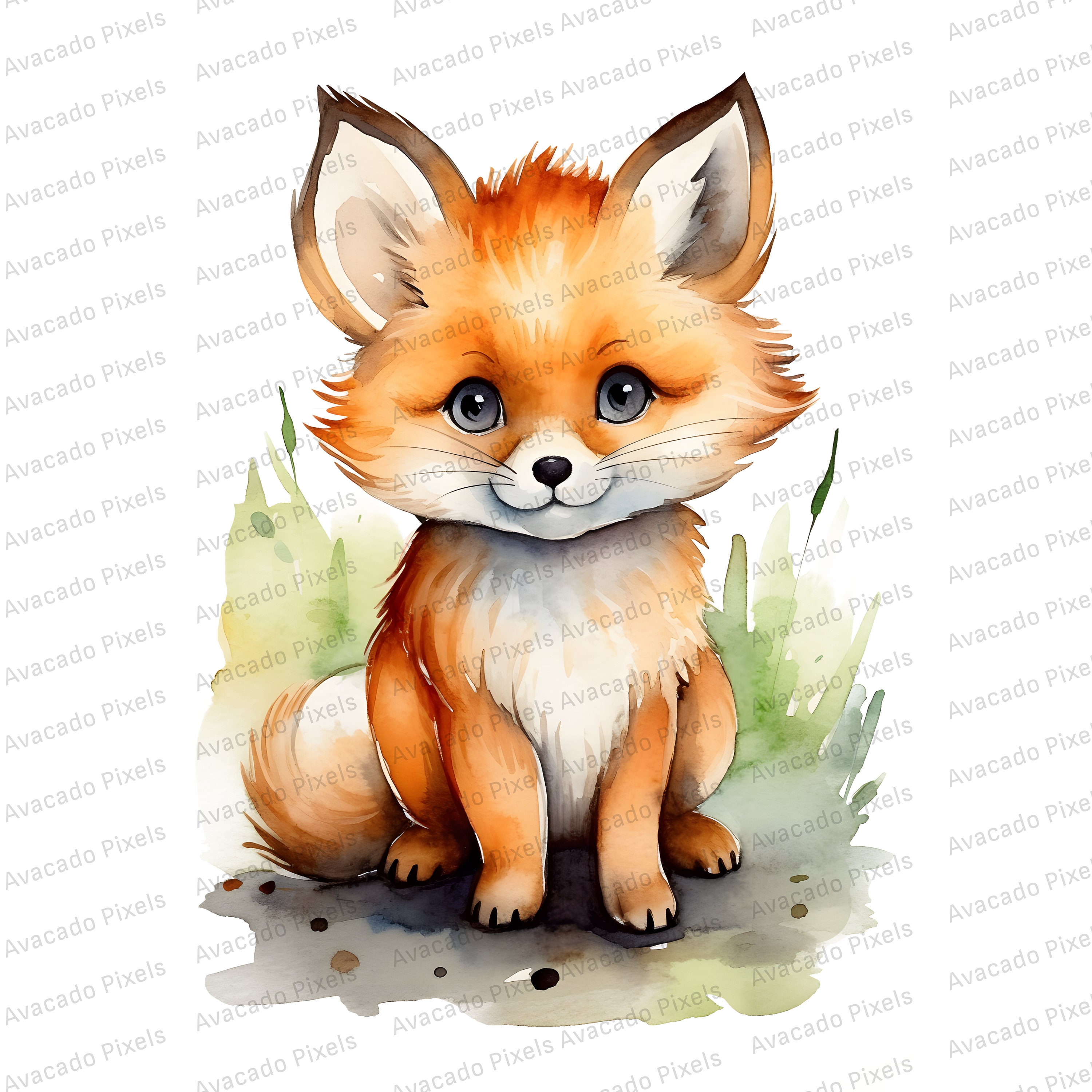 Cute Fox Clipart, Fox Illustration, Printable Watercolor Clipart, High ...