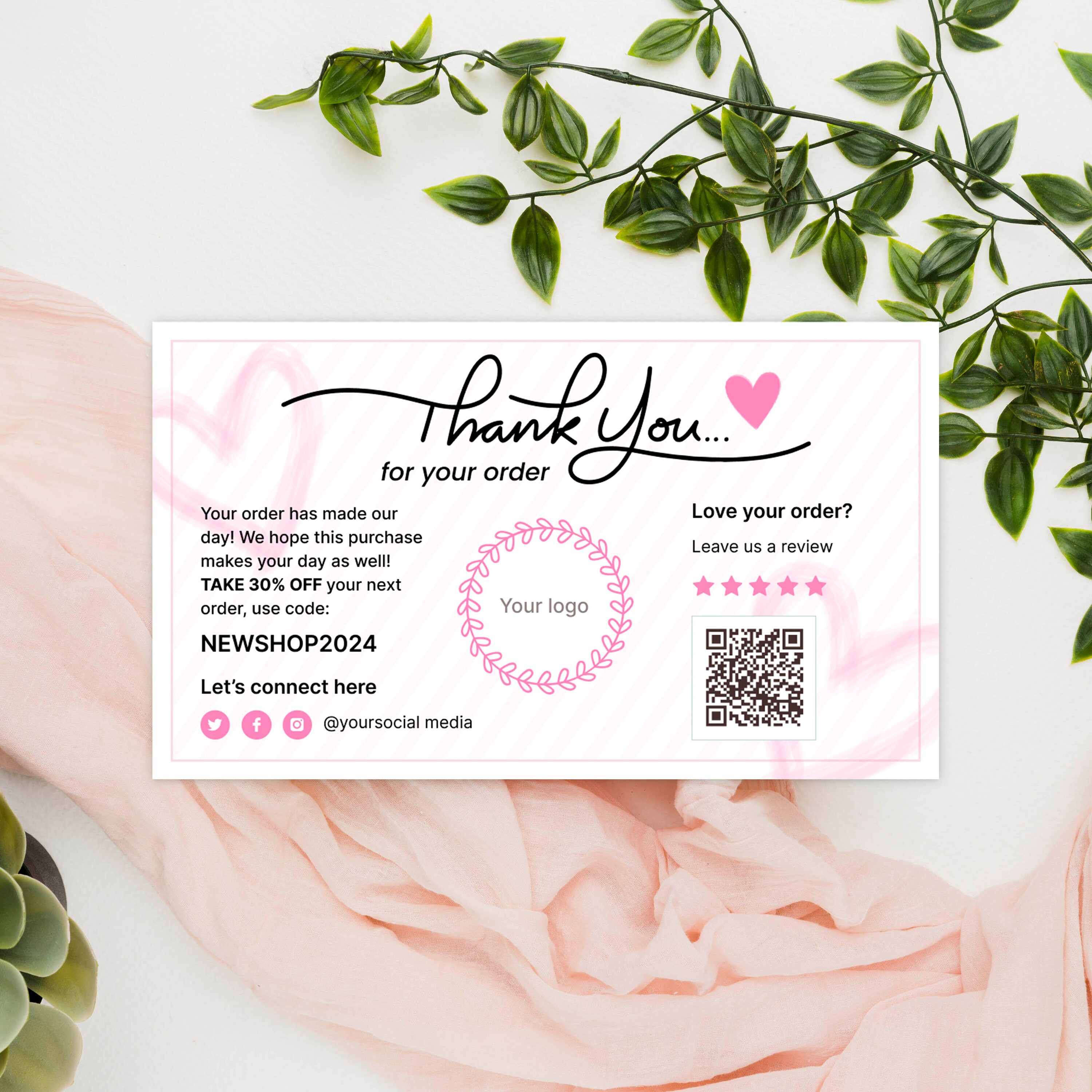 Thank You Card Template, Canva Editable Card, Thank You for Order ...