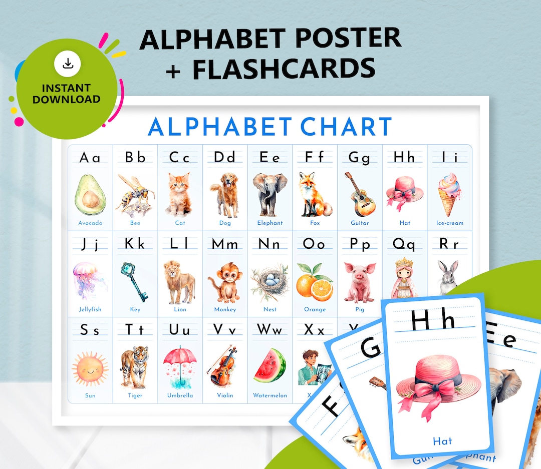 Alphabet Poster and Flashcards - Vibrant & Educational, Whimsical ...