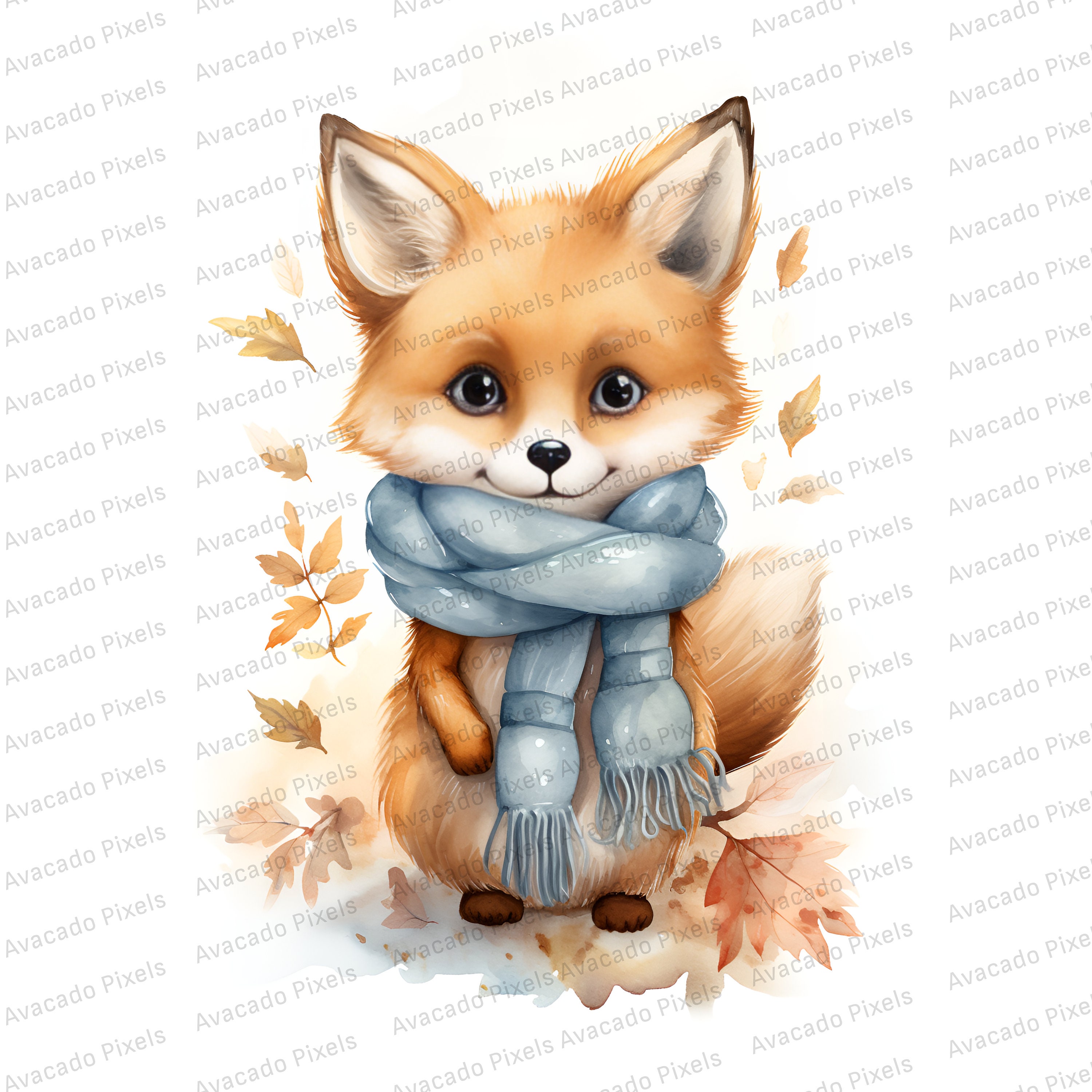 Cute Fox Clipart, Fox Illustration, Printable Watercolor Clipart, High ...