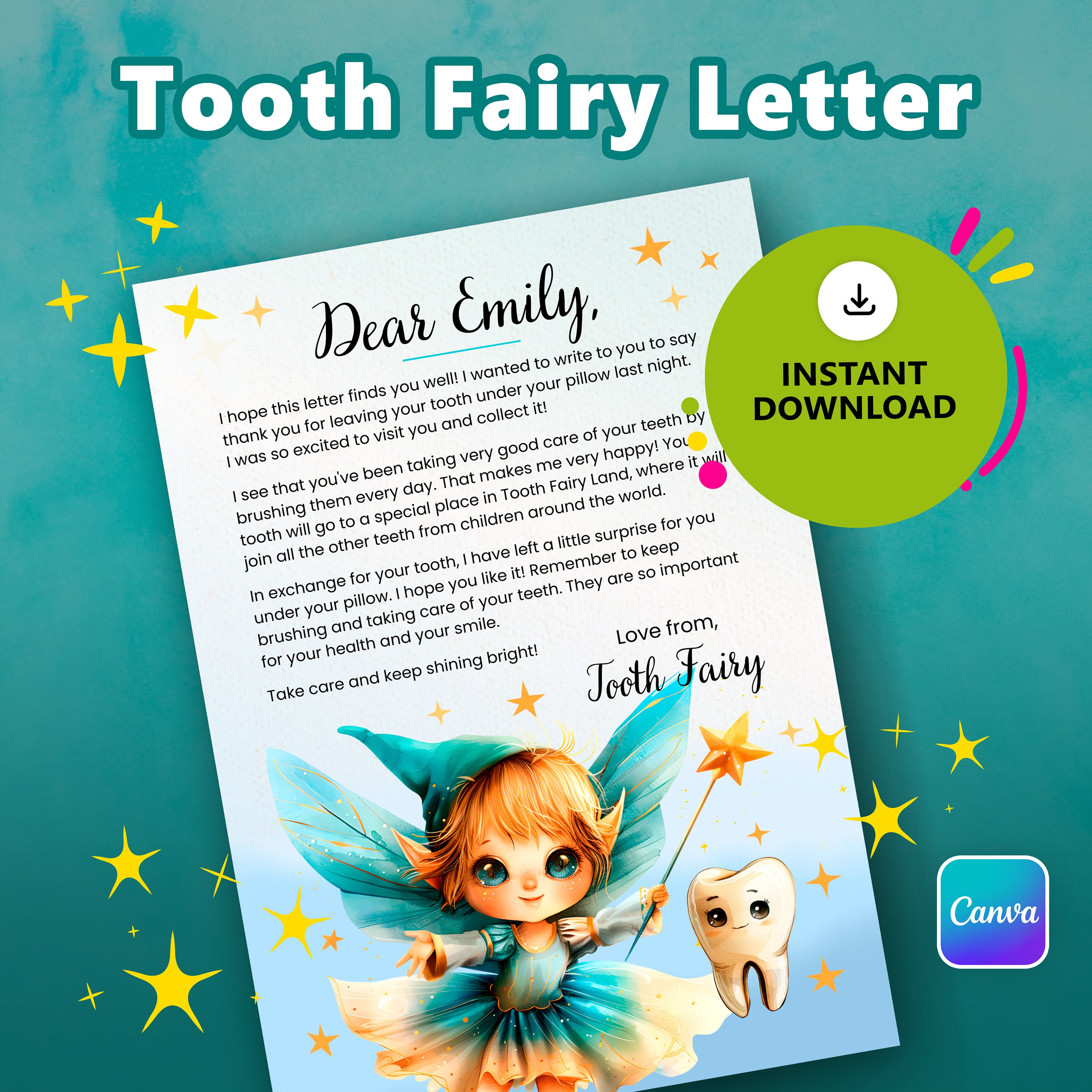 Tooth Fairy Letter, First Tooth Lost, Tooth Fairy Receipt, Editable ...