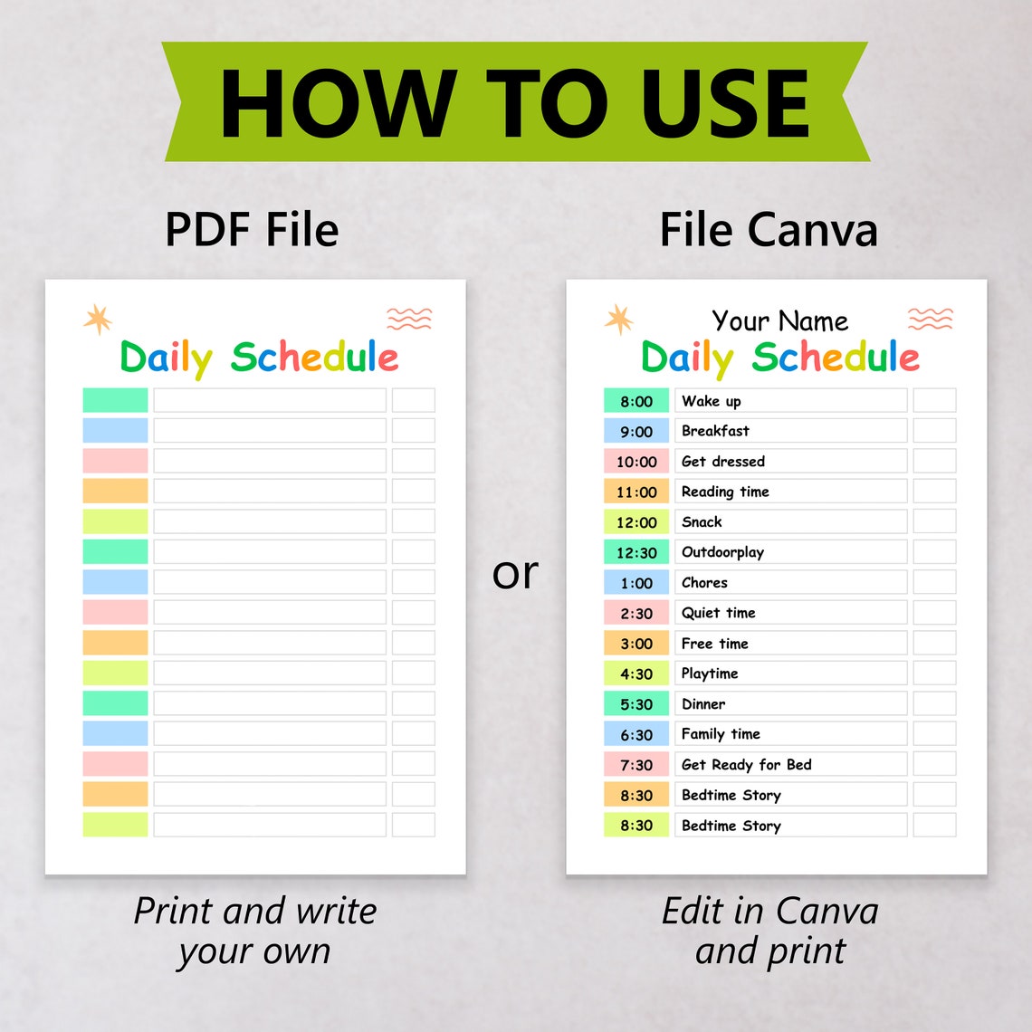 Daily Schedule, Kids Daily Routine, Daily Routine Template Editable ...