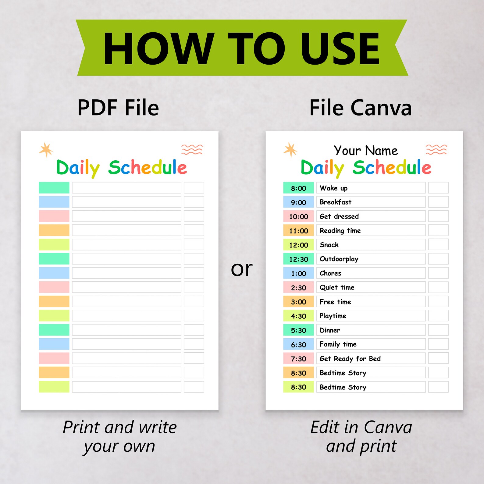 Daily Schedule, Kids Daily Routine, Daily Routine Template Editable ...