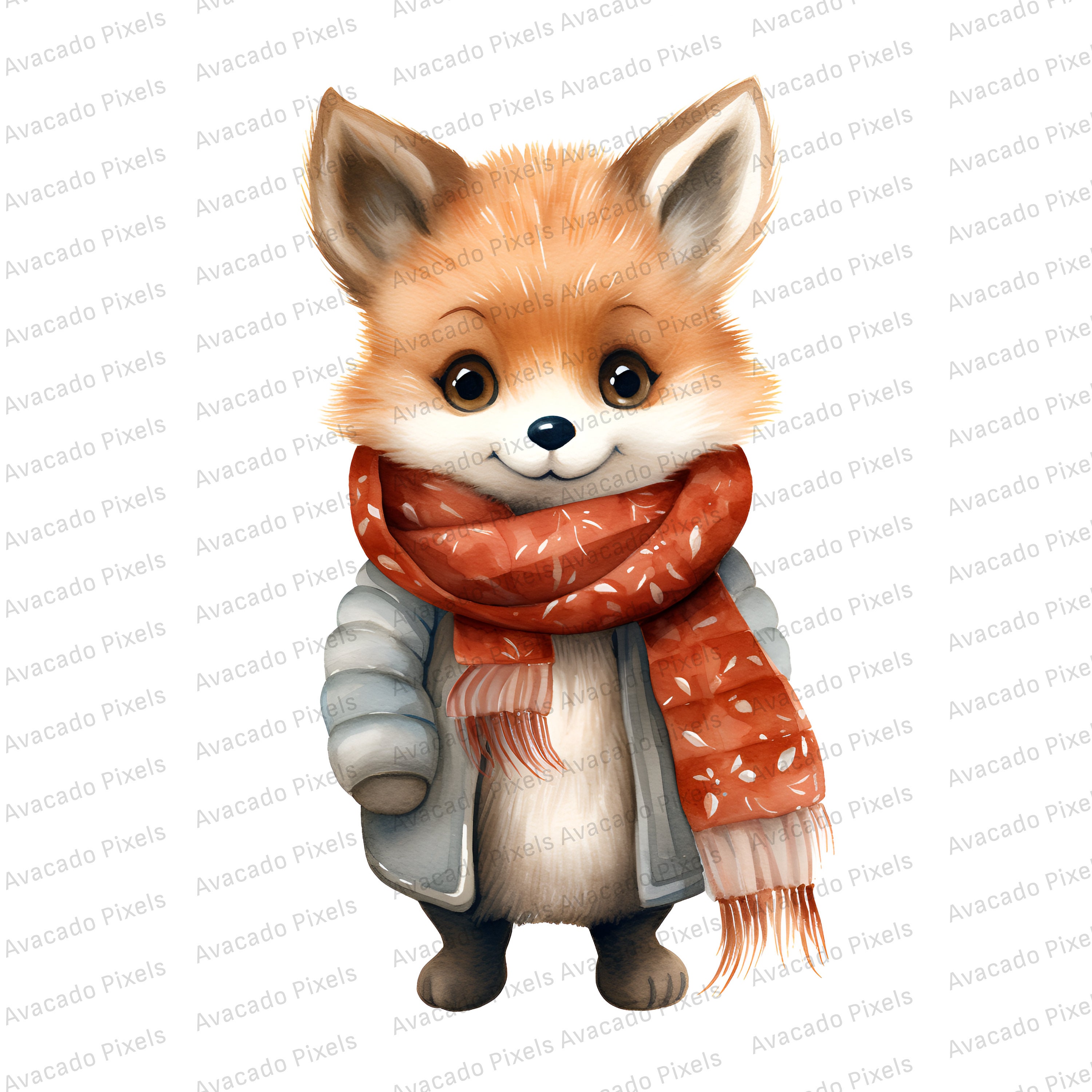 Cute Fox Clipart, Fox Illustration, Printable Watercolor Clipart, High ...
