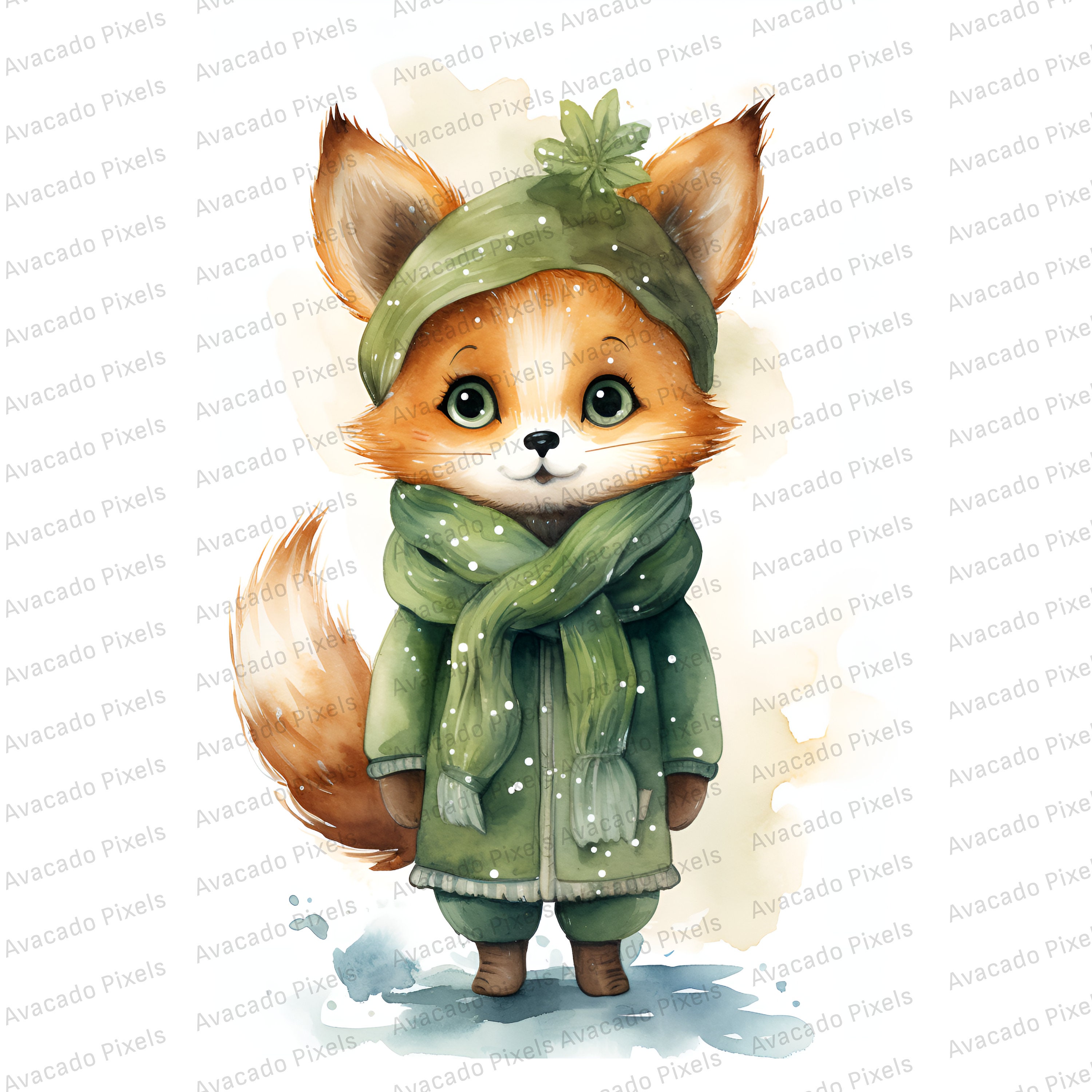 Cute Fox Clipart, Fox Illustration, Printable Watercolor Clipart, High ...
