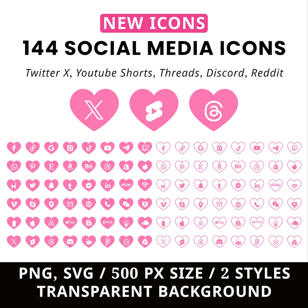 Pink Social Media Icons, Icon Packs SVG PNG, Threads, Email Signature ...