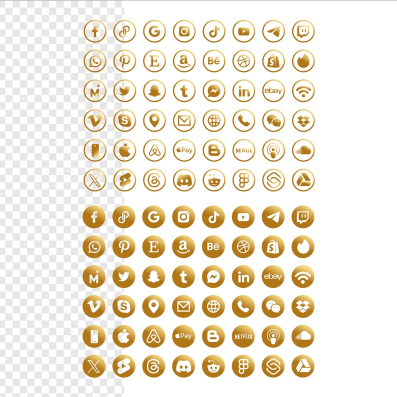 Gold Social Media Icons, Luxury Icon Packs SVG PNG, Threads, Youtube ...
